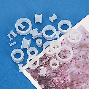 Qmcandy 3 Pairs Black White Clear Thick Silicone Tunnels Flexible Ear Skin Gauges for Ear 16mm