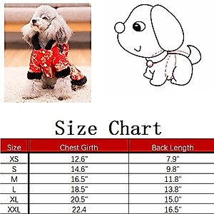 HOTUMN Chinese Dog Dresses for Small Medium Dogs Girl with Lace Bow New Year Eve Princess Dog Clothes Dog Wedding Dress Pets Winter Teddy Party Coat Spring Festival Dog Cat Costume