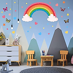 Epakh Dog Paw and Bone Print Stickers Removable Puppy Paw Wall Decals Decoration Animal Footprint Gifts for Dog Lover Bedroom Living Room(Rainbow and Butterfly)