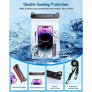 Large Waterproof Phone Pouch, Floating Dry Bag for iPhone 14 13 12 Pro Max Galaxy S22 S21 Large Capacity Waterproof Bag Sunscreen Glasses Storage Universal Dry Pouch for Swimming Rafting Boating