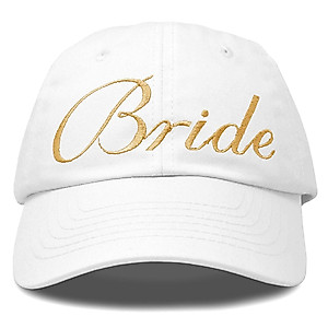 DALIX Bachelorette Party Hats Bride Squad Dad Caps Wedding Bridal Shower White