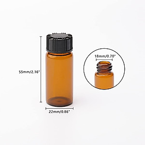 JIUWU 0.3 Oz 10 mL Amber Small Glass Vials, Liquid Sampling Glass Bottles Clear Vials Screwcap Lab Container, Pack of 50