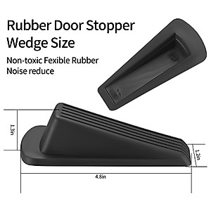 5 Pcs Door Stoppers, Rubber Door Stoppers Wedges, Doorstops, Heavy Duty Door Stops, Black Wedge Door Stoppers for Bottom of Door, on Tile, Concrete, Carpet, Wooden Floor, High 1.3 Inches
