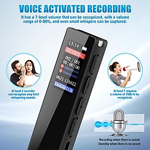 64GB Digital Voice Recorder with Playback, Dual-Microphone Noise Reduction, 30 Hours Audio Recorder, Voice Activated Recorder with MP3, Password, A-B Repeat, for Lectures, Classes, Meetings(n3)