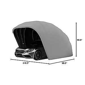 Stainless Steel Grey Carport, Foldable Retractable Car Awning, Semi-Automatic Durable Shelter, Mobile Folding Garage L5.5m * W 2.5m * H 2.3m