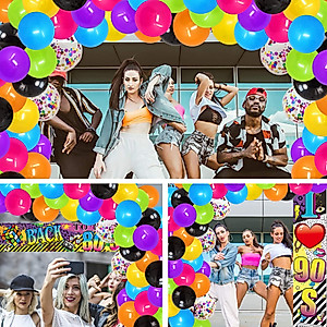 90s 80s 70s 60s 50s Themed Party Decorations Balloons Garland, 115Pcs 90's 80's 70's 60's 50's Rainbow Balloon Garland Arch Party Supplies, Back to The 90s Latex Color Confetti Balloons Hip Hop Party Decor