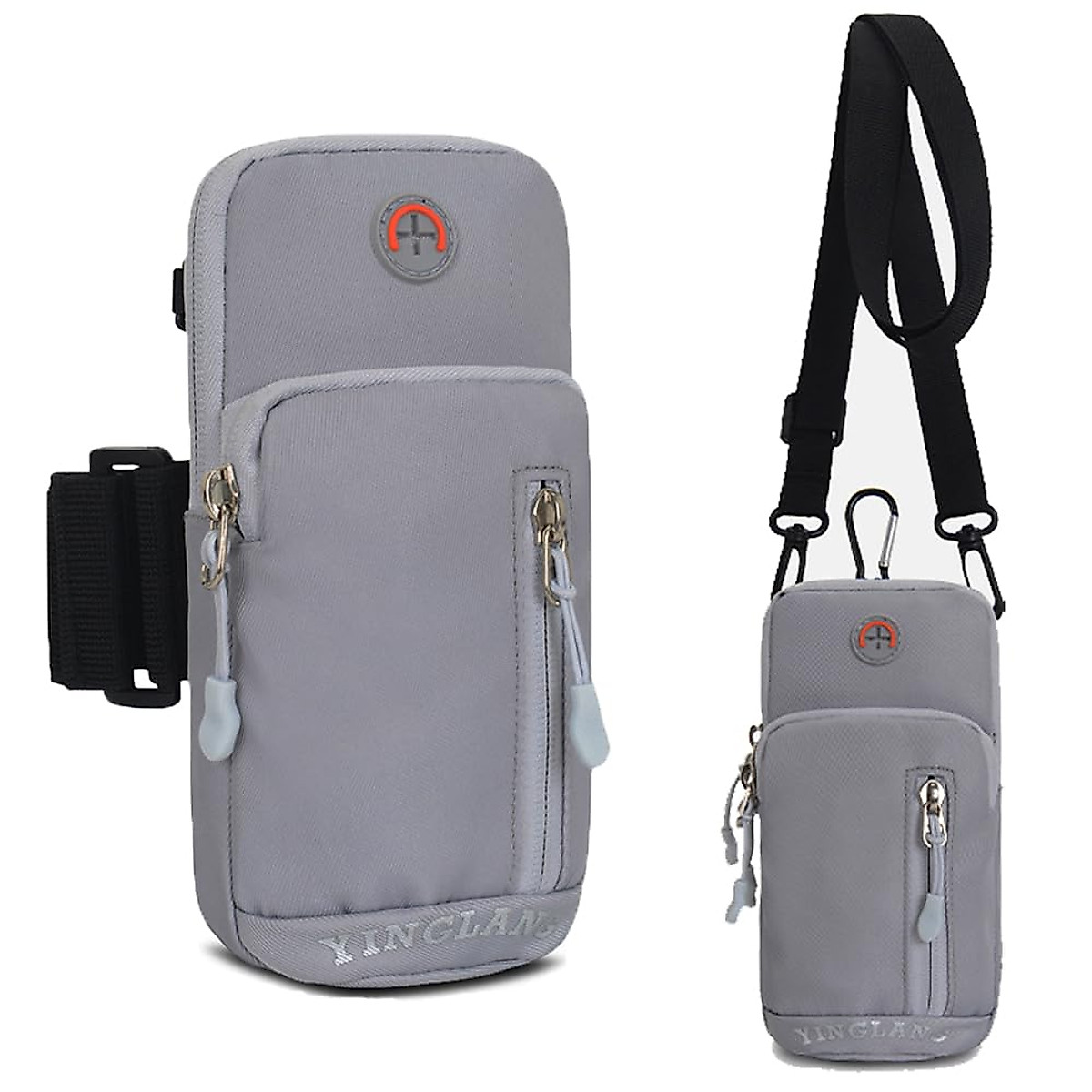 eYistar Sport Running Armband Wristband Cell Phone Holder Pouch Case Crossbody Purse Arm Bag for iPhone 13 12 Pro Max Samsung Galaxy S21 FE S20 S22 Ultra Note 10+ Plus A03S A12 Google Pixel 6 (Grey)