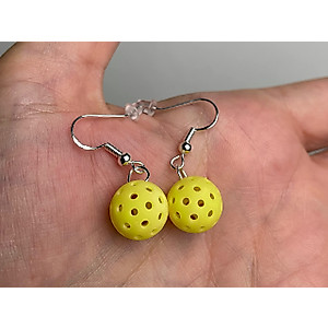 Pickleball Dangle Earrings, Accessory Earrings for Pickleball, 1.2cm Yellow Pickleball Earrings