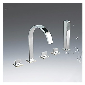 ItoNc Brass Five-piece Bathtub Faucet 5 hole Separated Split Bath Tub Hot and Cold Water Mixer Tap with Handheld Shower,Kitchen faucets, zq102612