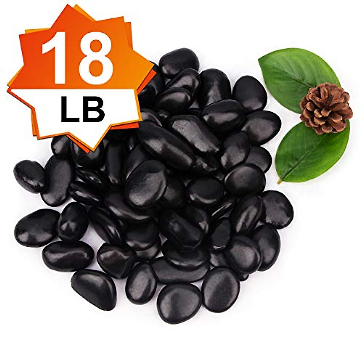 [18 Pounds] Black Pebbles Aquarium Gravel River Rock, Natural Polished Decorative Gravel,Garden Outdoor Ornamental River Pebbles Rocks,Black Stones，Polished Gravel for Landscaping Vase Fillers (Black)