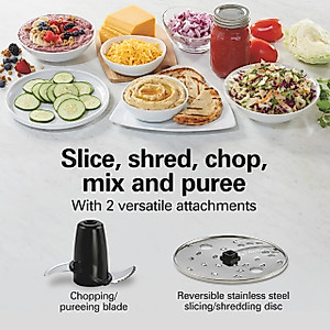 Hamilton Beach Food Processor & Vegetable Chopper for Slicing, Shredding, Mincing, and Puree, 10 Cups - Bowl Scraper, Stainless Steel