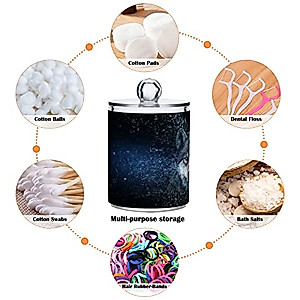 Blueangle 4 Pack Cute Wolf Qtip Holder Dispenser for Cotton Ball, Cotton Swab - Plastic Apothecary Jar Set for Bathroom Canister Storage Organization（1155）