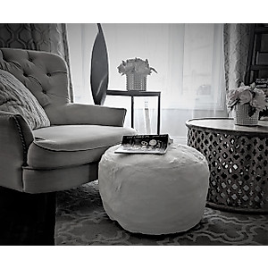 MiniOwls Plush Toy Storage Bean Bag (Unfilled) – Light Bunny Gray Faux Furry Ottoman – Sensory Soft Teddy Bear Organizer with a Zipper. Pouf 20x20x15 inch. (Light Grey, Medium)