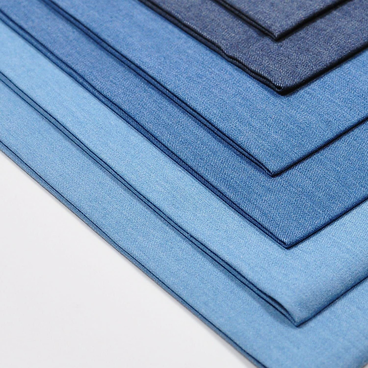 Denim 4.8OZ. Fat Quarter 6pcs 18inchX22inch 100% Cotton Fabric Solid Fabric Quilting Fabric Arts, DIY Crafts&Sewing Patchwork by Indigo Light,Middle and Deep Three Colors