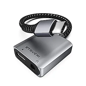 Stouchi USB C to 3.5mm Headphone and Charger Adapter, 2 in 1 USB C to Aux Audio Jack with 30W Fast Charging, Hi-Fi Dongle Compatible with iPhone 15, iPad, Pixel 7/6A/6, Samsung Galaxy S22 S21 Note 20