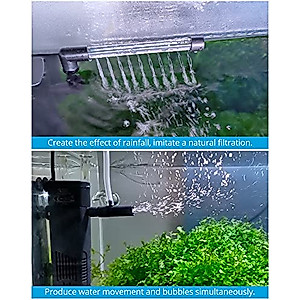 NICREW Aquarium Internal Filter, Submersible Power Filter with Multiple Function, Aeration System with Sponge Filter for Fish Tanks 5-10 Gallon, 53 GPH, 5W