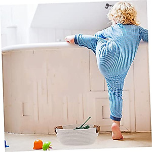 USHOBE Cotton Rope Storage Basket Blanket Baskets Baby Basket Kids Basket Nursery Clothes Basket Nursery Storage Baskets Woven Baskets for Storage Nursery Basket Desktop Basket White