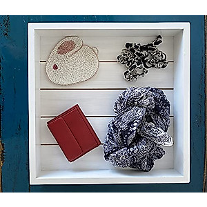 White Square Tray Wooden Serving Tray for Ottoman Vanity Coffee Table Breakfast in Bed Tea Accessory Organizer (12 x 12 x 2 & 10 x 10 x 1.2, Set of 2) (White)