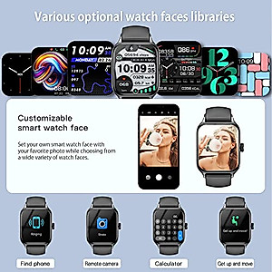 Smart Watch (Receive & Dial), 2023 Newest 1.85" TFT HD Touch Screen, Smart Watch for Women Men with Fitness Tracker, Smart Watch for Android iPhone with Text, Pedometer, Heart Rate (Classic Black)