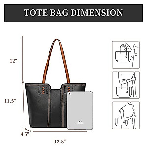 Montana West Black Tote Bag for Women Top Handle Satchel Purse Oversized Shoulder Handbag Hobo Bags MWC-118BK, Black