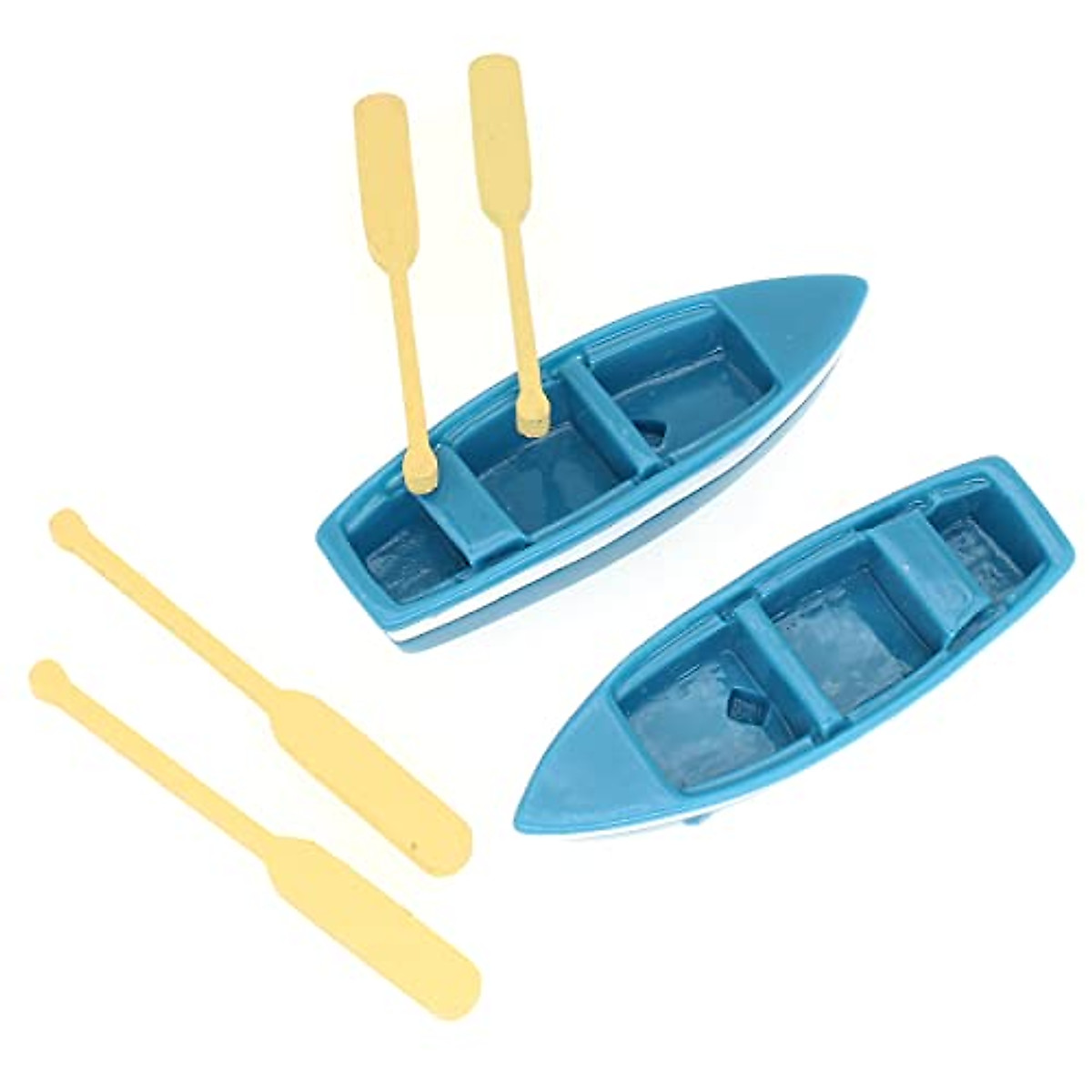 4 Pack Miniature Rowboat Little Resin Boat Canoe Model with Oars for Fairy Garden Home Decoration [FDXGYH]