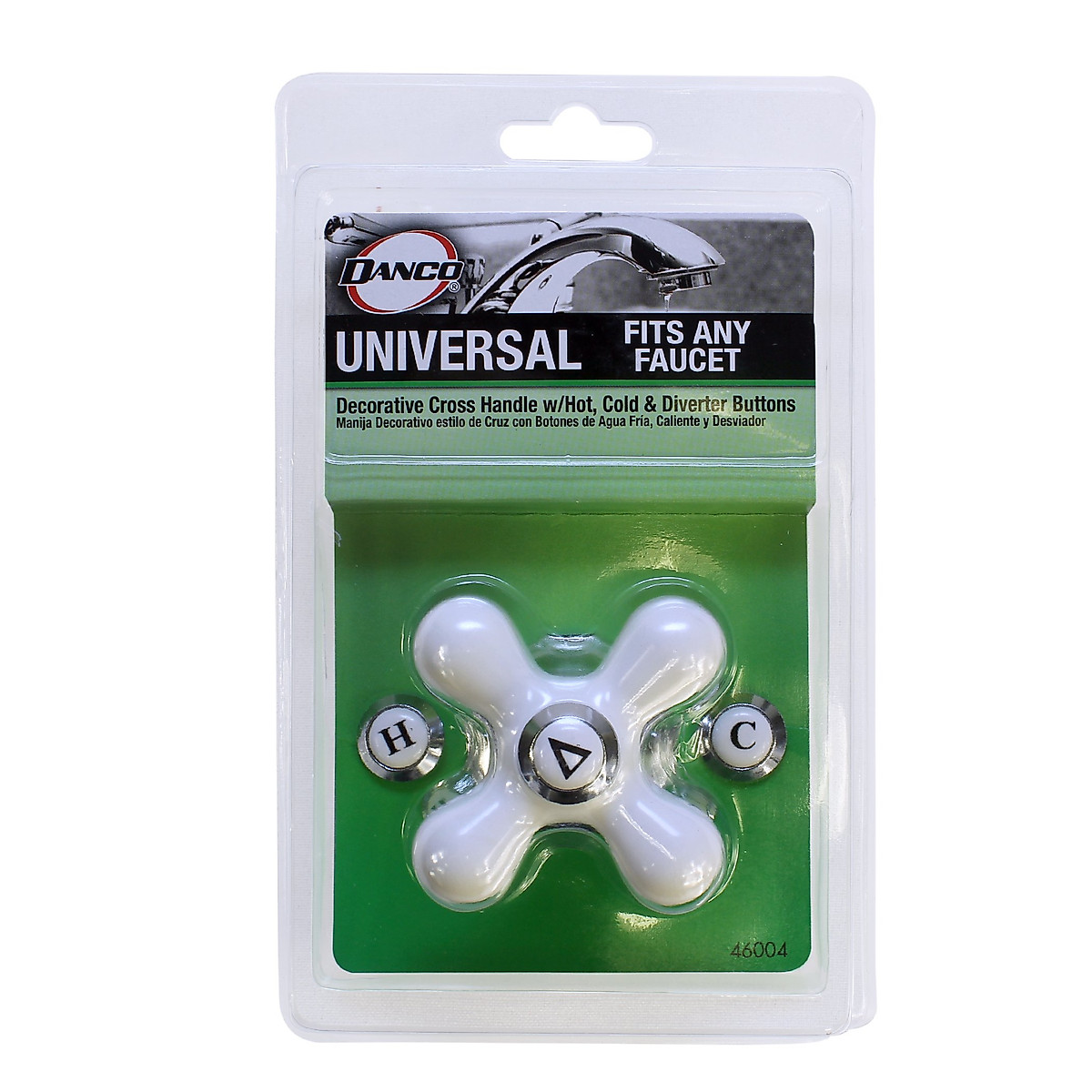 Danco 46004P Cross-Arm Tub/Shower & Sink Faucet Handle, Fits 2-3 Handle Faucets, Does NOT FIT Delta & Moen FAUCETS, Chrome/White Porcelain 2-Pack