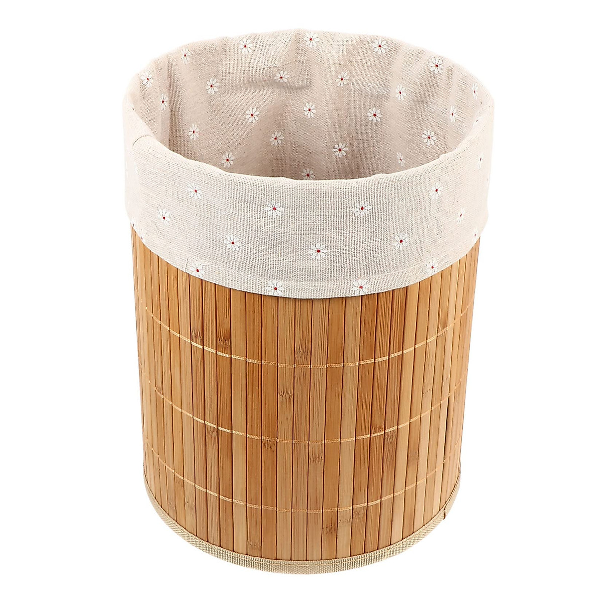 Levemolo 1pc Bamboo Trash Can Round Trash Can Collapsible Garbage Can Garbage Cans Woven Rubbish Container Clothes Storage Organzier Waste Bins Laundry Basket Sundries Bucket Clothing