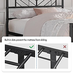 Yaheetech Twin Size Platform Bed Frame with Arrow Design Headboard, 13 Inches Metal Mattress Foundation for Storage, No Box Spring Needed, Easy Assembly, Modern, Black