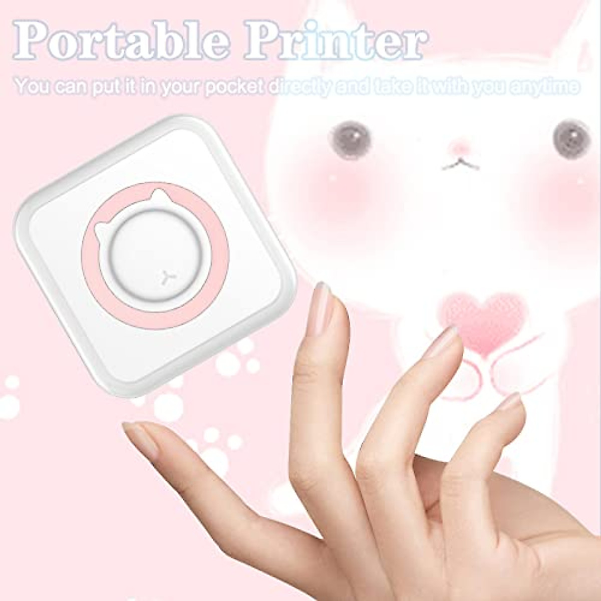 Instaproud - Portable Sticker Printer, Mini Printer Sticker Maker, Mini Pocket Thermal Printer, Mini Printer Portable Bluetooth-Compatible Photo Printer for Photos, Diaries, Memos (Pink(Set-5))