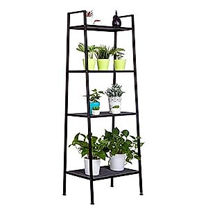 FRITHJILL Book Ladder Shelf,4-Tier Ladder Shelf Bookcase Storage Flower Shelf Display Shelf，Black