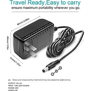 12V DC Adapter Power Cord fit for Theragun Liv, ONN 16” 20" 30" 37" ONN Sound Bar Speaker, ONB18SB001, Onn 22" 100002487 24" ONA18HO015 100002480 Monitor Charger Replacement
