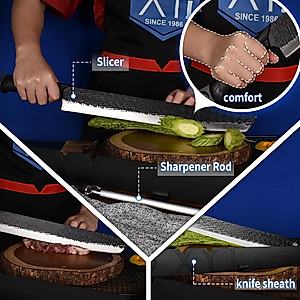 XYJ Japanese Chef Knife Set Professional,Slice Cooking Knife,Camping Kitchen Knives With Cover,Butcher Carving Brisket Knives,Full Tang (Cooking Knife)