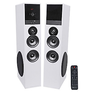 Rockville (1 TM80W White Powered Home Theater Tower Speakers 8" Sub/Bluetooth/USB Bundle with (1) Mini WiFi Music Player Wireless Audio Streaming Multiroom Stereo Receiver (2 Items)