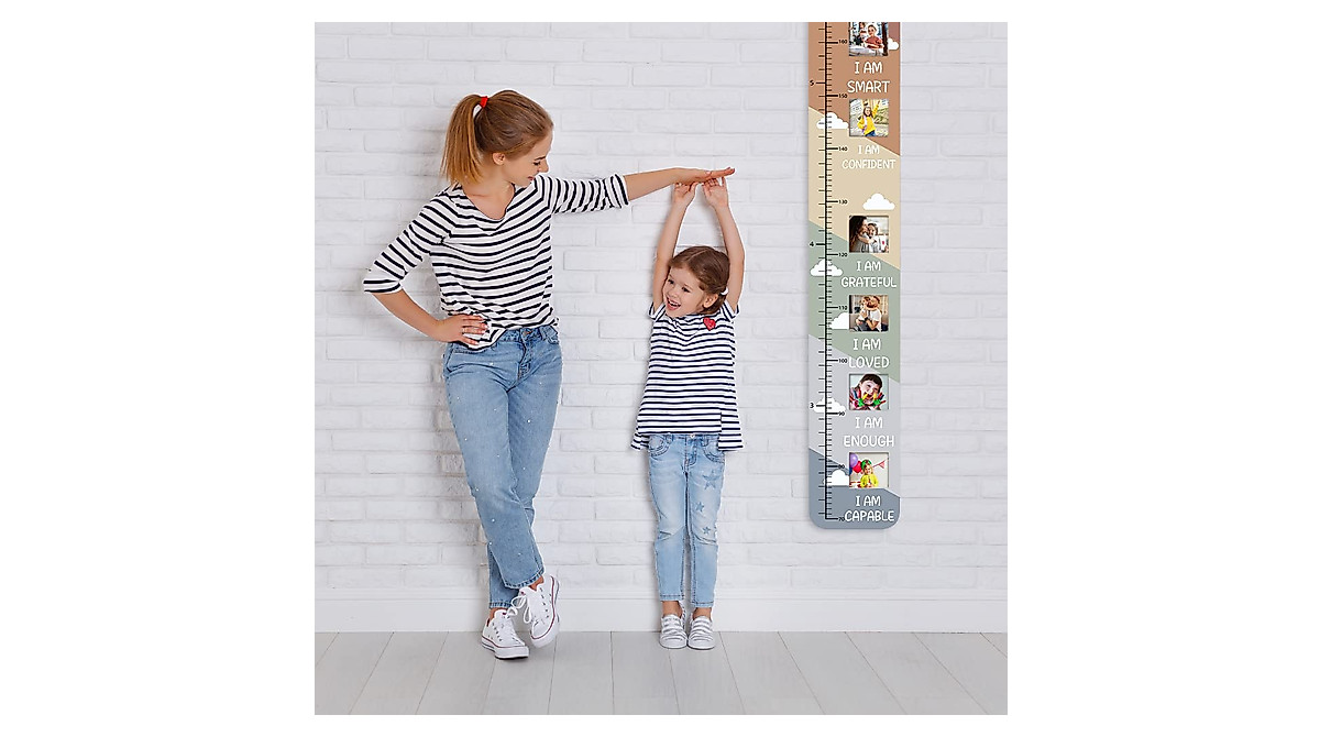 Kids Growth Chart with Photos & Inspirational Quotes | Wooden Wall Decor
