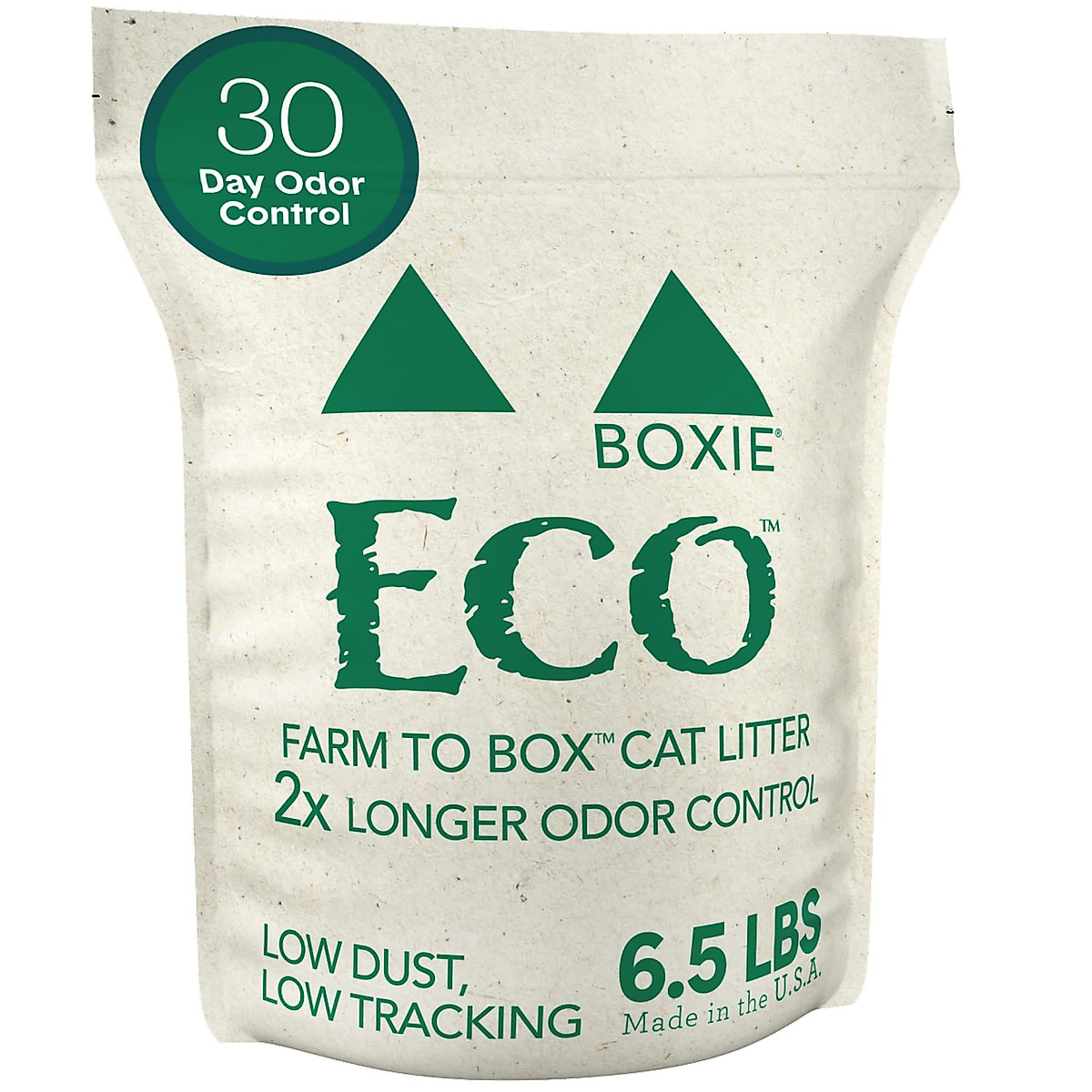 Boxie® Eco™ Farm to Box Sustainable 30 Day Odor Control Clumping Cat Litter, 6.5lb Boxiecat 99.9% Dust Free Plant-Based Kitty Litter
