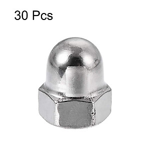 uxcell Acorn Hex Cap Nuts - 30Pcs M5 Dome Nuts 304 Stainless Steel Hexagon Decorative Cap Nut for Screws Bolts Silver Tone