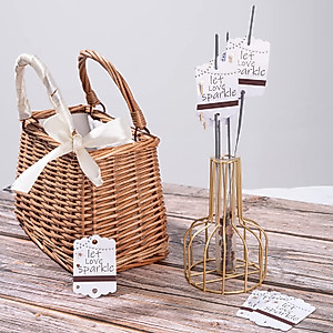 100pcs Cute Wedding Sparkler Tags with Match Holder and Striker Let Love Sparkle Send Off,Pearl White