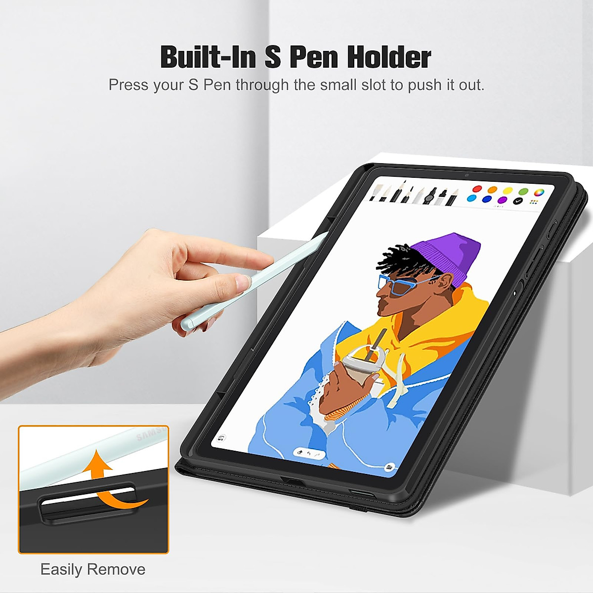 Fintie Case for Samsung Galaxy Tab S6 Lite 10.4 Inch 2024/2022/2020 with S Pen Holder, Multi-Angle Viewing Soft TPU Back Cover with Pocket Auto Wake/Sleep, Black