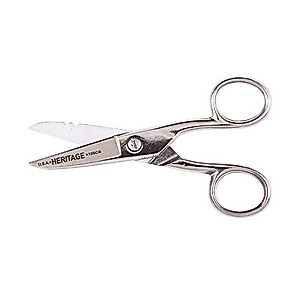 Klein Tools 100CS Electrician Scissors, Serrated Scissors with Wire Stripping Notches
