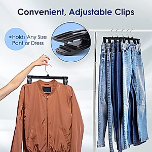Hanger Central Heavy Duty Pant Hangers with Pinch Clips - 60 Pack, 360-Degree Rotating Chrome Swivel Hook, Space Saving, Durable, 10 Inches Long, Black