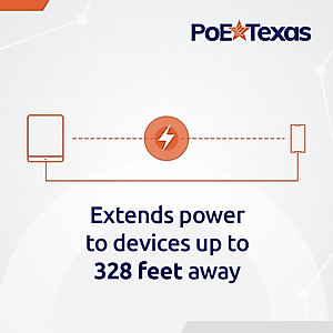 PoE Texas PoE+ Power and Separate Gigabit Data, Compatible with Google Mesh, Eero, Nest Cam, Apple Pro, Air, & Mini Tablets, Google Pixel, Surface Go, Samsung Galaxy & Others.