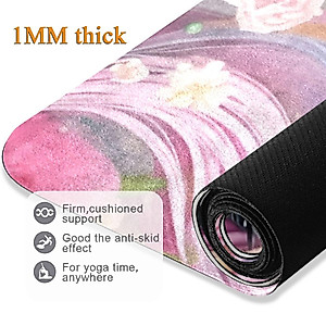 GOODOLD Cute Horse Pink Yoga Mat, 71 x 26 Inch Non-slip Yoga Mats Folding Travel Exercise Mat Indoor Outdoor Gym Pilates with Storage Bag for Women Men