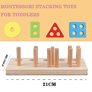 QYBZOKL Montessori Toys for 2 Year Old Boys Girls,Wooden Sorting & Stacking Toy, Magnetic Fishing Game for Toddlers,Preschool Educational Learning Toy for Kids Ages 3 4 5 6+, Birthday Gifts