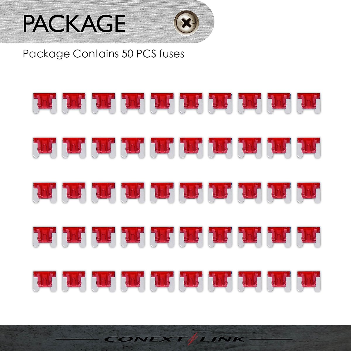 Conext Link ATMLP10-50 ATM Low Profile Fuse Nickle Plated 50 Pack (10 Amp) （14482）