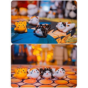 NaiHey Set of 5 Cute Lucky Cat Japanese Style Hand Painted Ceramics Ware Chopsticks Stand, Chopsticks Holder Spoon Forks Chopsticks Rests, Chinese Dinner Rest Rack (Painted Cat)