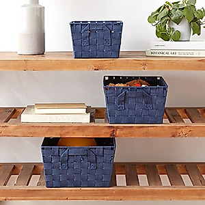 Whitmor Woven Strap Storage Baskets S/3-Navy