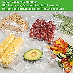 GERYON Vacuum Sealer Bags for All Food Vacuum Sealer Machine, 2 Pack 8" x 16' Vac Sealer Rolls, Commercial Grade BPA Free Material for Sous Vide & Saver Storage