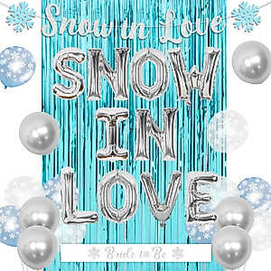 Balterever Snow in Love Bridal Shower Decor Winter Bridal Shower Decorations with Silver Winter Snow In Love Banner Winter Bride to Be Sash for Winter Wedding Engagement Party Decorations