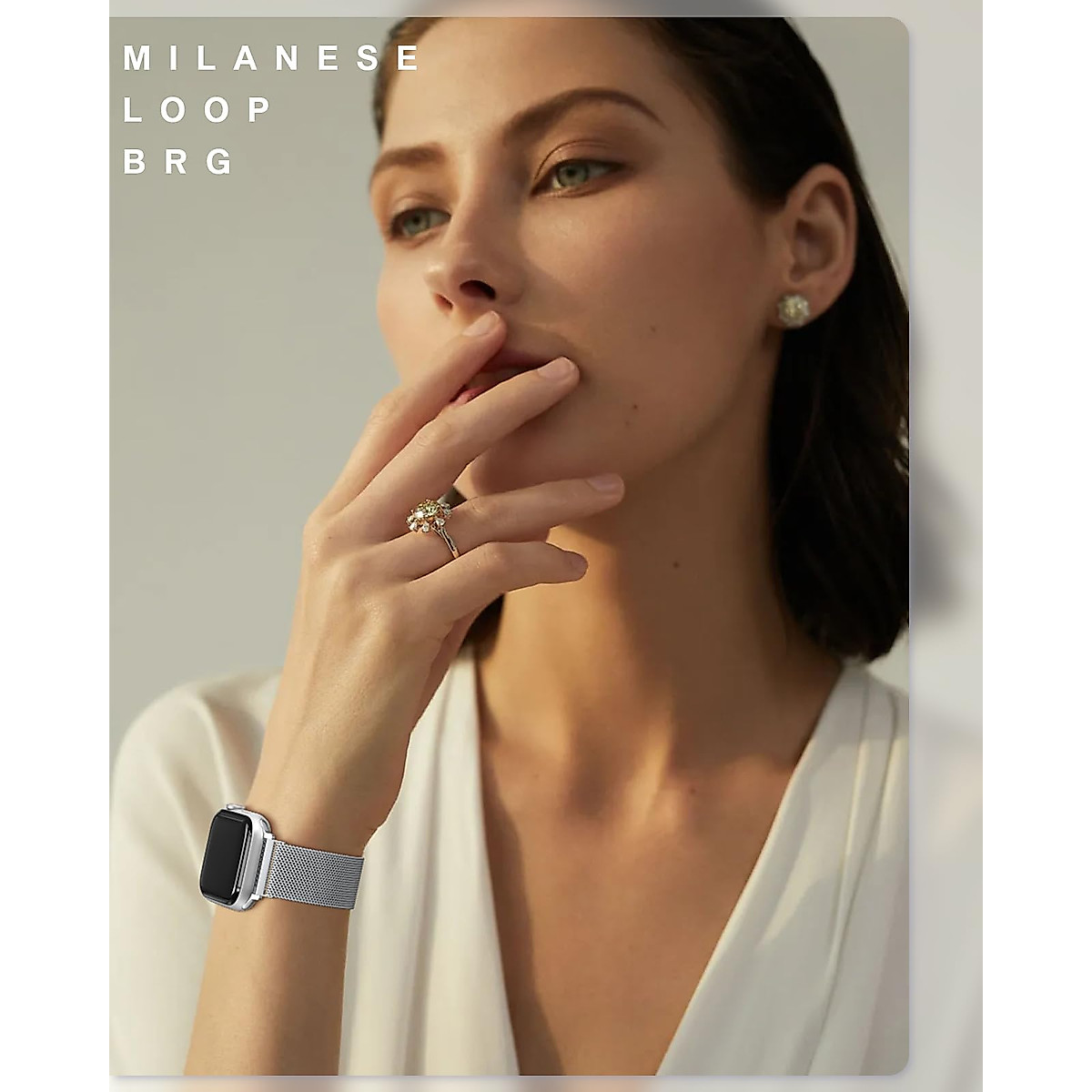 Original Stainless Steel Milanese Loop Compatible with Apple Watch Band 38mm 40mm 41mm 42mm 44mm 45mm 49mm, Magnetic Clasp Replacement Band for iwatch Series 9, Ultra 2, SE, Ultra, 8 7 6 5 4 3 2 1,