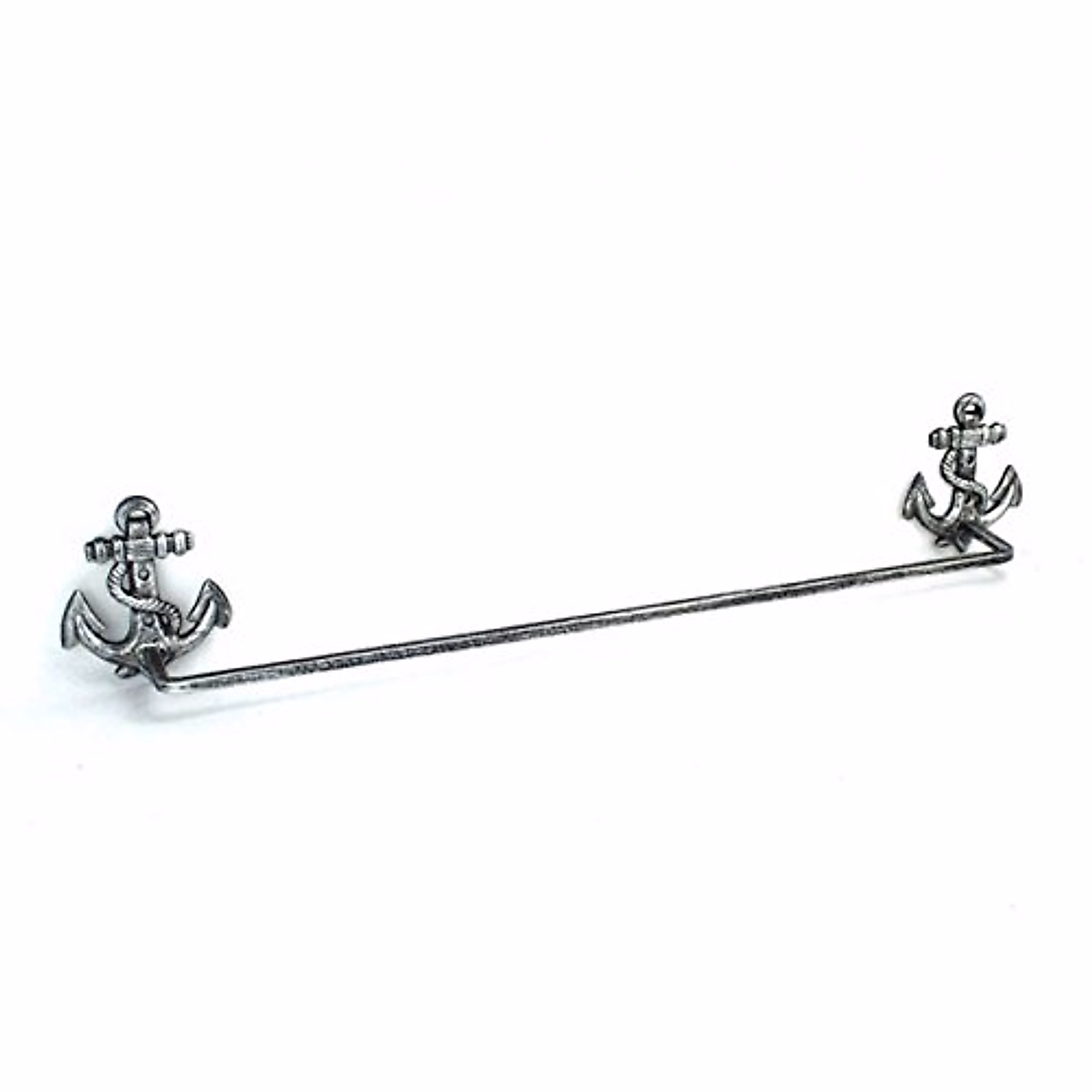 Hampton Nautical Antique Silver Cast Iron Anchor Bath Towel Holder 28"-Nautical Beach Bathroom Decoration